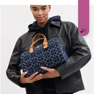 Coach | Bags | Nwt Coach Large Signature Denim Rowan Satchel | Poshmark